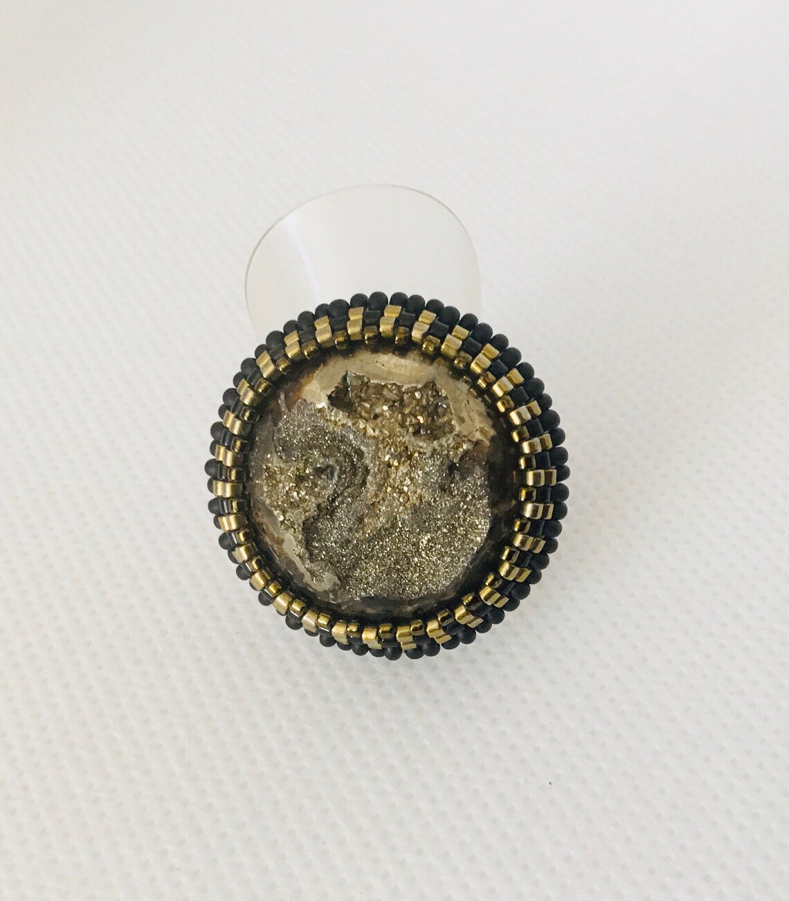 Pyrite Ring.druzy Ring.geode Ring.big Stone Ring - Etsy