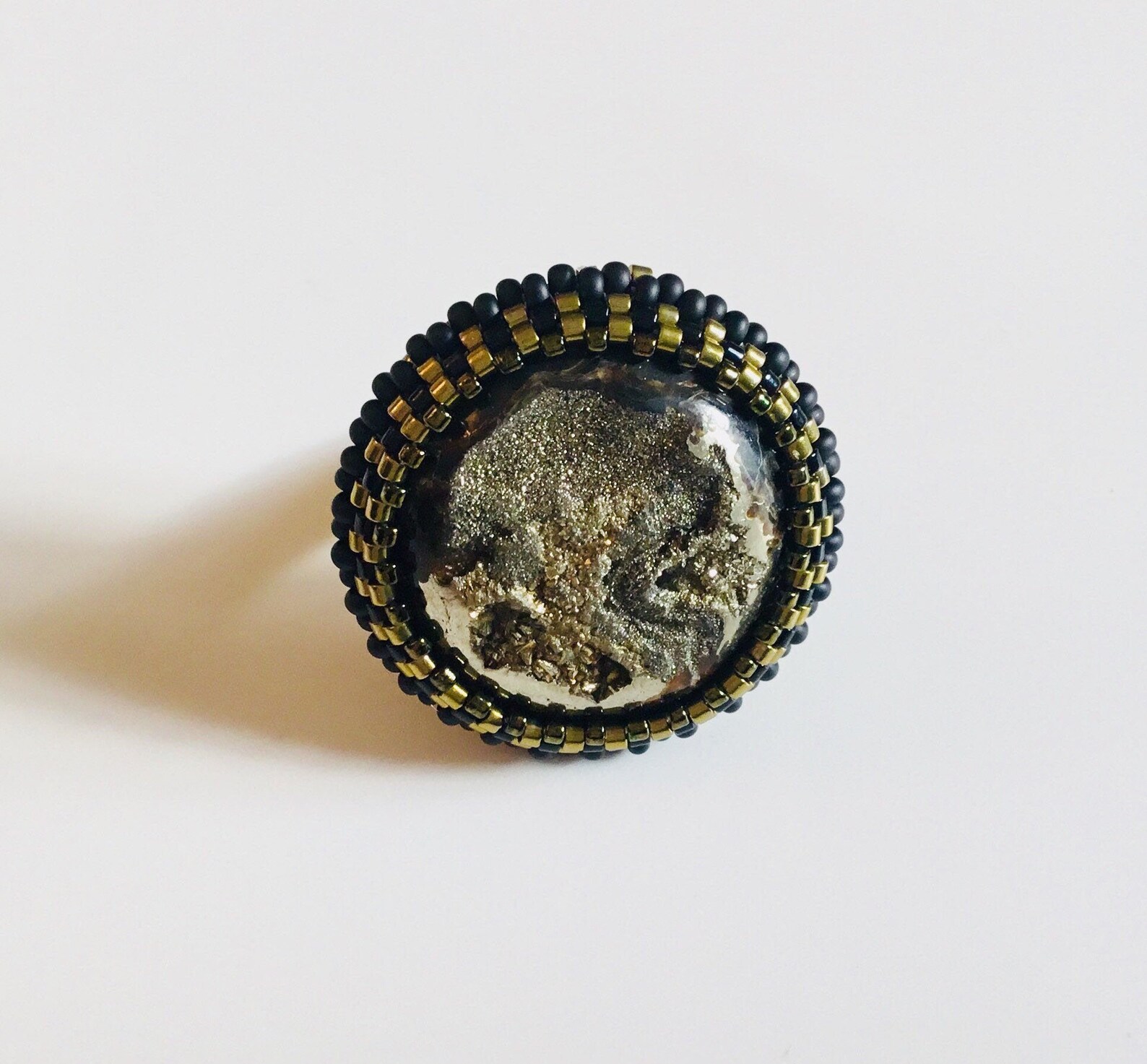 Pyrite Ring.druzy Ring.geode Ring.big Stone Ring - Etsy