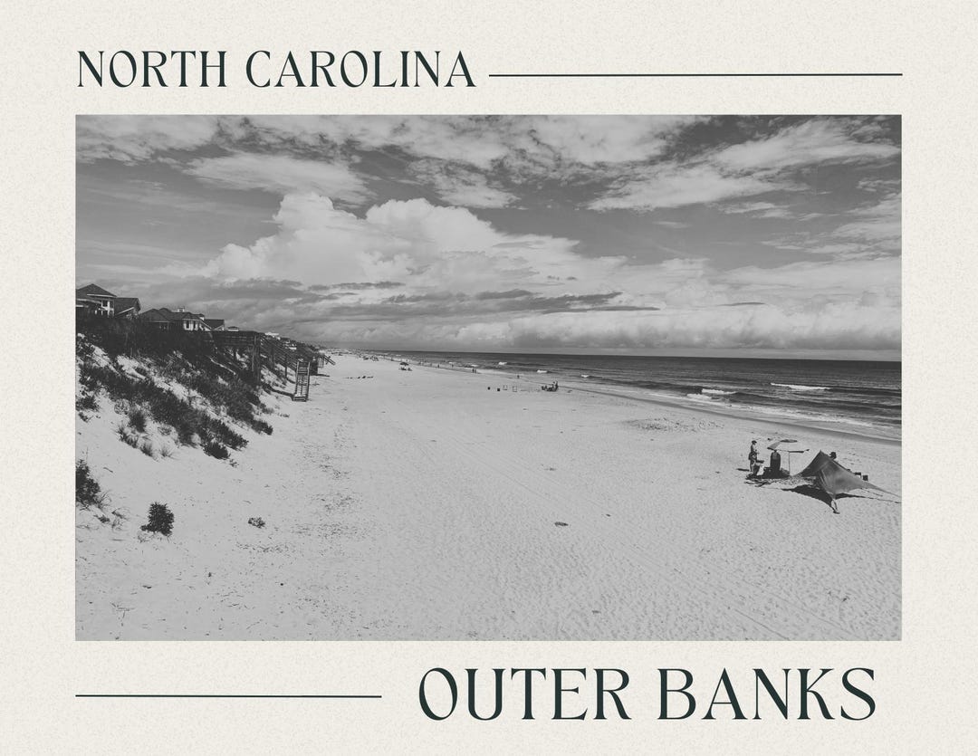 Outer Banks, North Carolina Post Card Vintage Style: Black & White ...