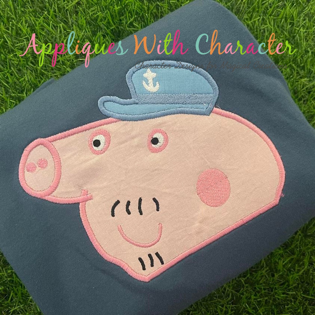 Grandpa Pig Peeker Applique Design - Etsy