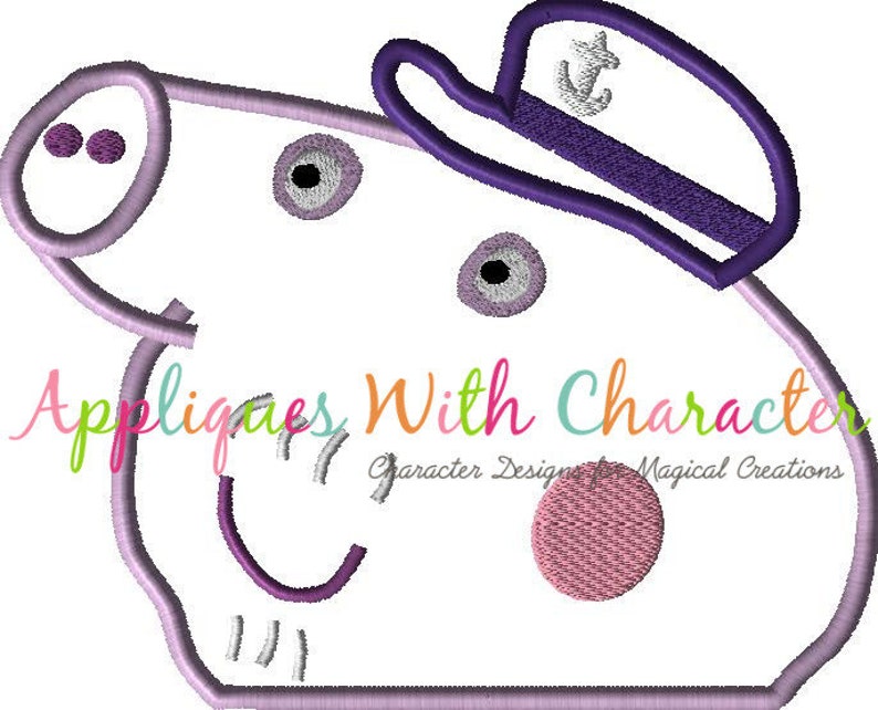 Grandpa Pig Peeker Applique Design - Etsy