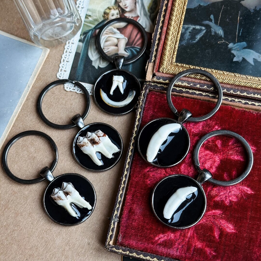 Deer Fox Sheep Tooth Keyrings, Gothic Accessory Gift, Oddities ...