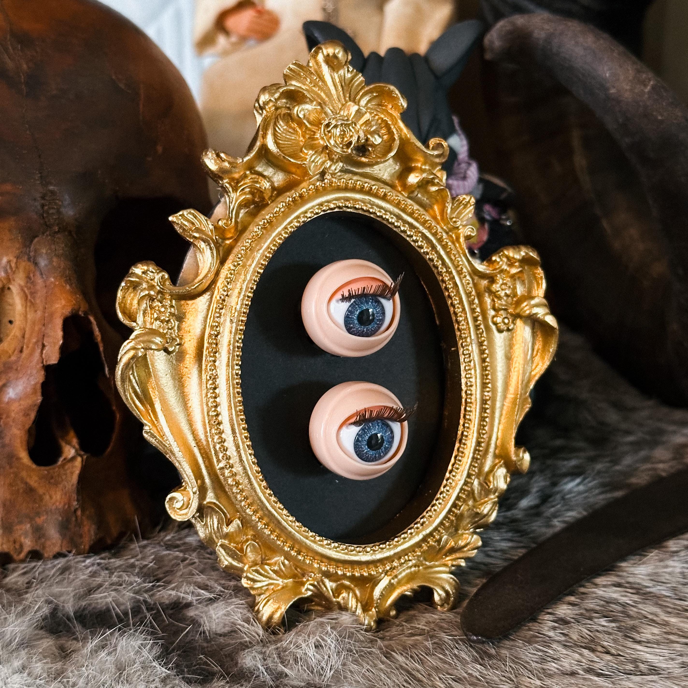 Doll Eyes in Golden Frame, Creepy Antique Vintage Style, Gothic Home ...
