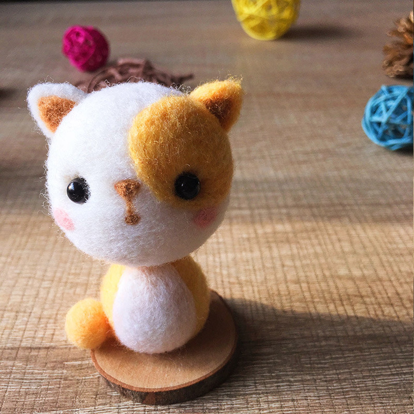 Needle Felted Felting Kit Project Animals Spotted Cat Cute for - Etsy