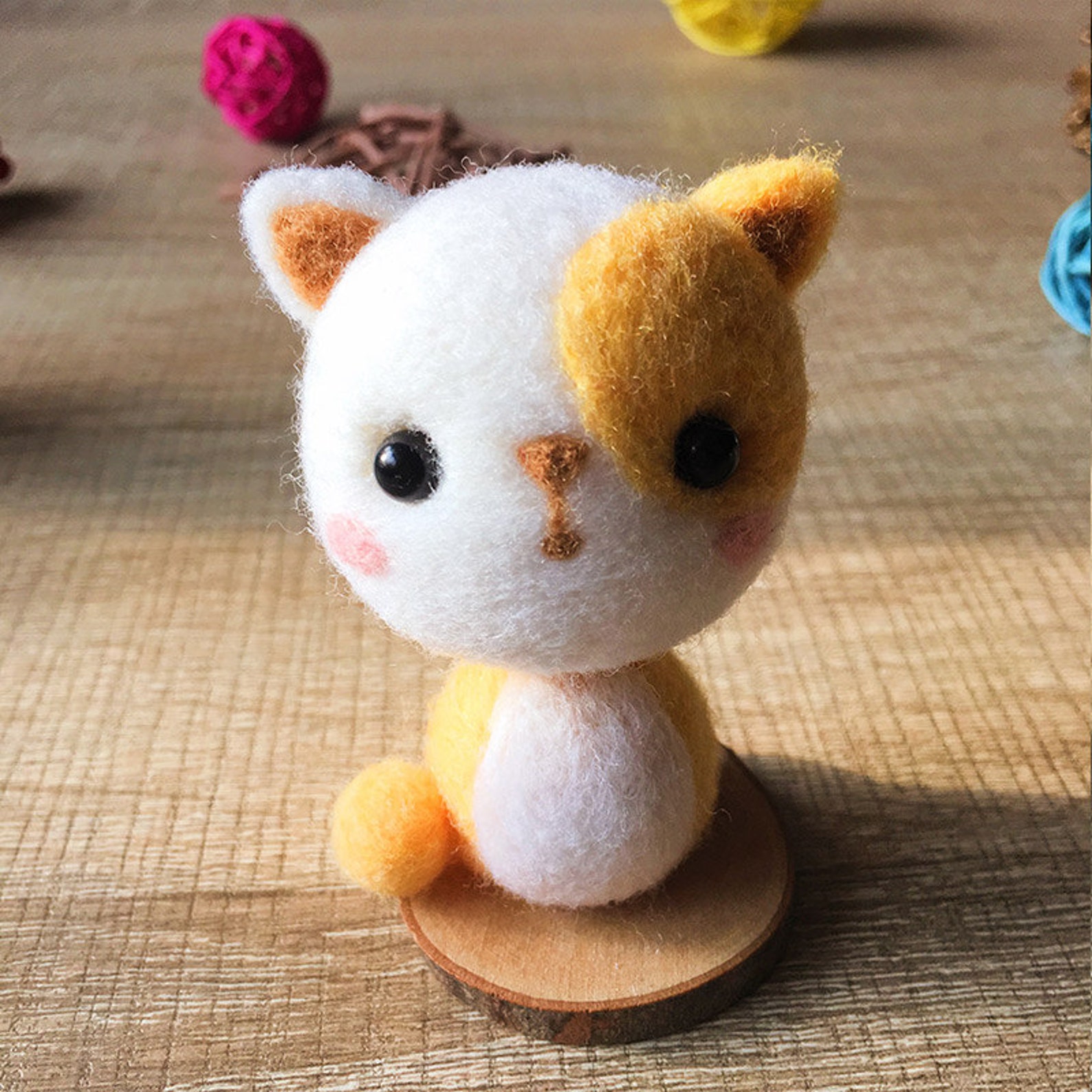 Needle Felted Felting Kit Project Animals Spotted Cat Cute for - Etsy