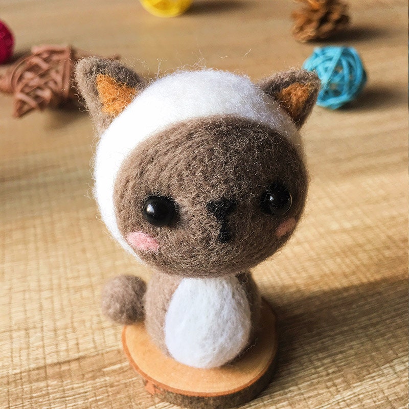 Needle Felted Felting Kit Project Animals Siamese Cat Cute for ...
