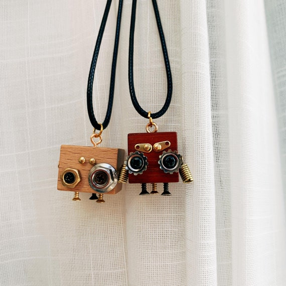 Handmade Cyberpunk Robot Pendant Necklace Geek Necklace Wood - Etsy