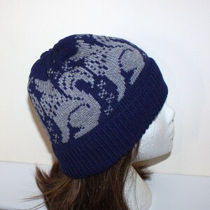 Grey Sitting Wolf, Alsatian, Eskimo, Husky Dogs Nave Blue Knit Beanie ...