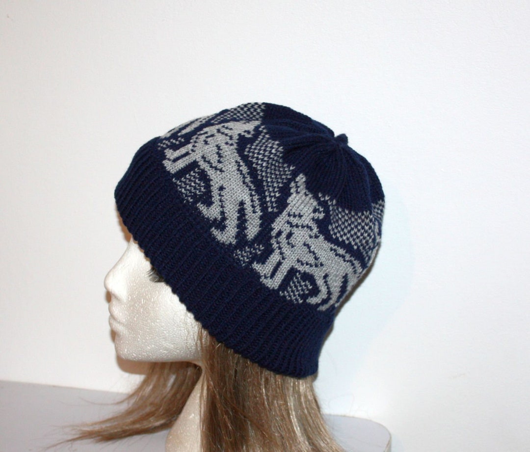 Grey Howling Wolf Hound, Alsatian, Eskimo, Husky Dogs Navy Blue Beanie ...