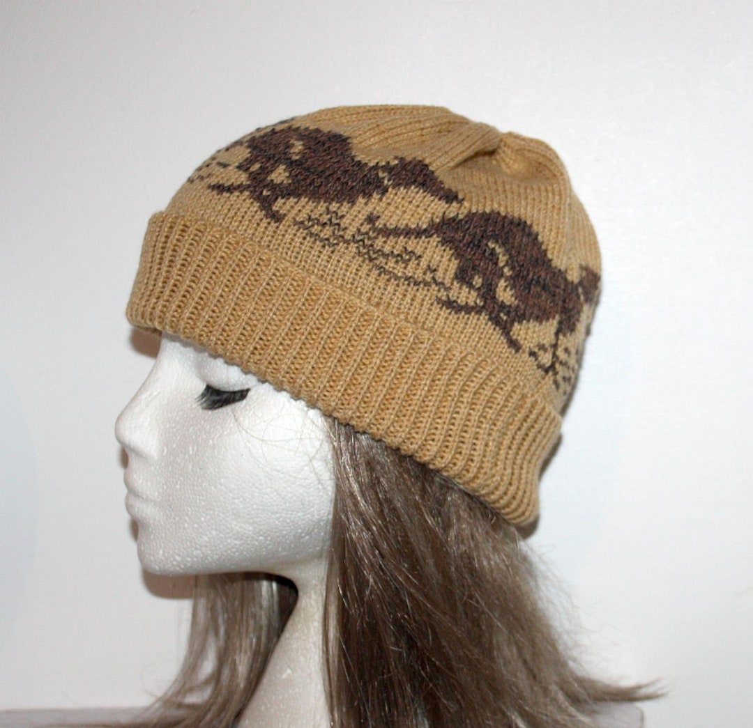 Brindle Brown Whippet, Sighthound, Greyhound Dogs on Fawn Beanie Hat ...