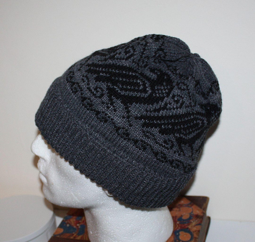 Black Gothic Crows Ravens Corvids on a Dark Smokey Grey Beanie Hat ...