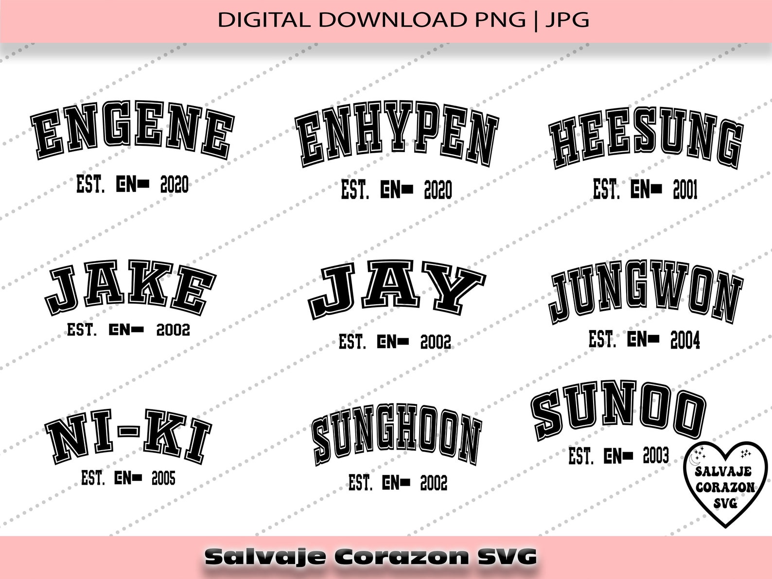 Enhypen SVG Bundle: Kpop Star Vector Files (digital Download) - Etsy