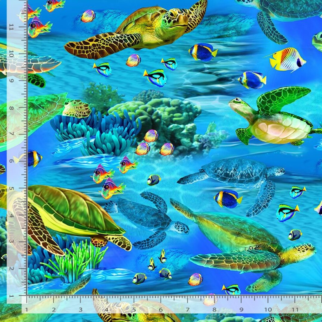 Realistic Turtles and Sea Life - Custom Made Unisex Men Women Scrub ...