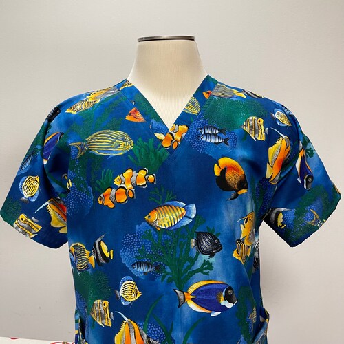 Tropical Fish Custom Made Unisex Men Women Scrub Tops - Etsy