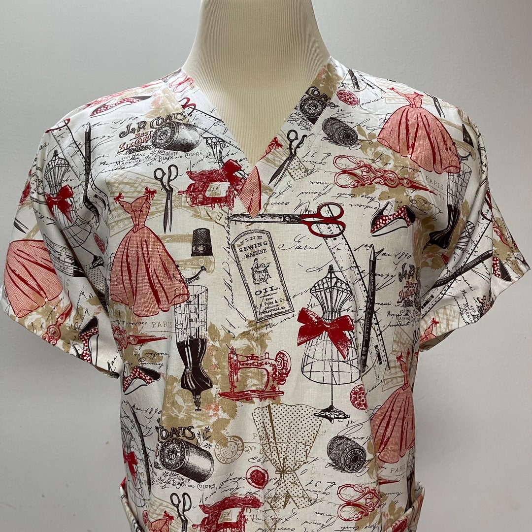 Vintage Dressmaking - Custom Made Unisex Men Women Scrub Tops Nursing ...