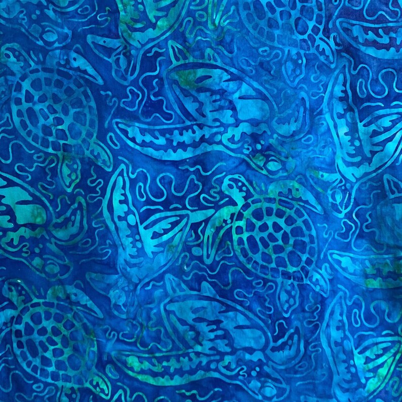 Turtles Totally Tropical in Royal Blue Batik Unisex Custom - Etsy