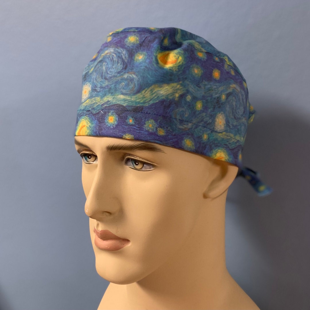 The Starry Night - Men Women Unisex Custom Made Scrub Cap Hat ...