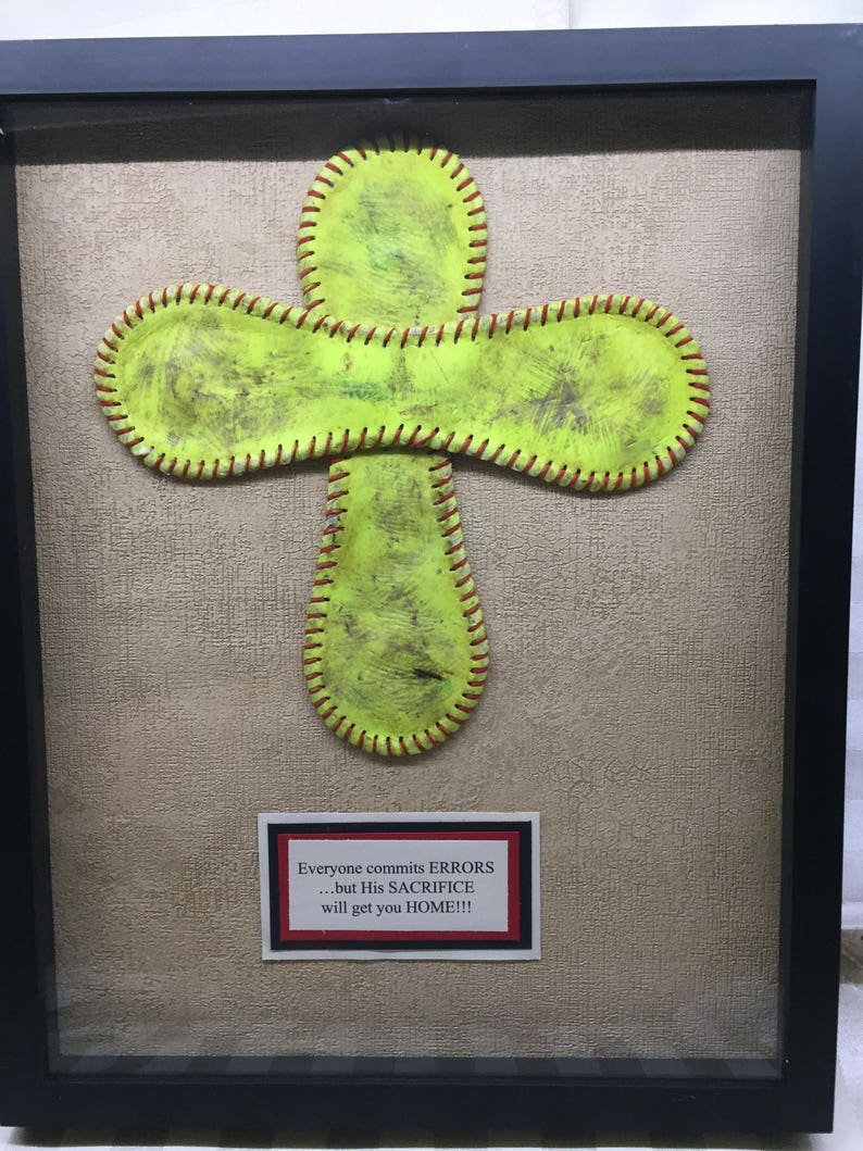 Shadow Box Softball Cross | Etsy