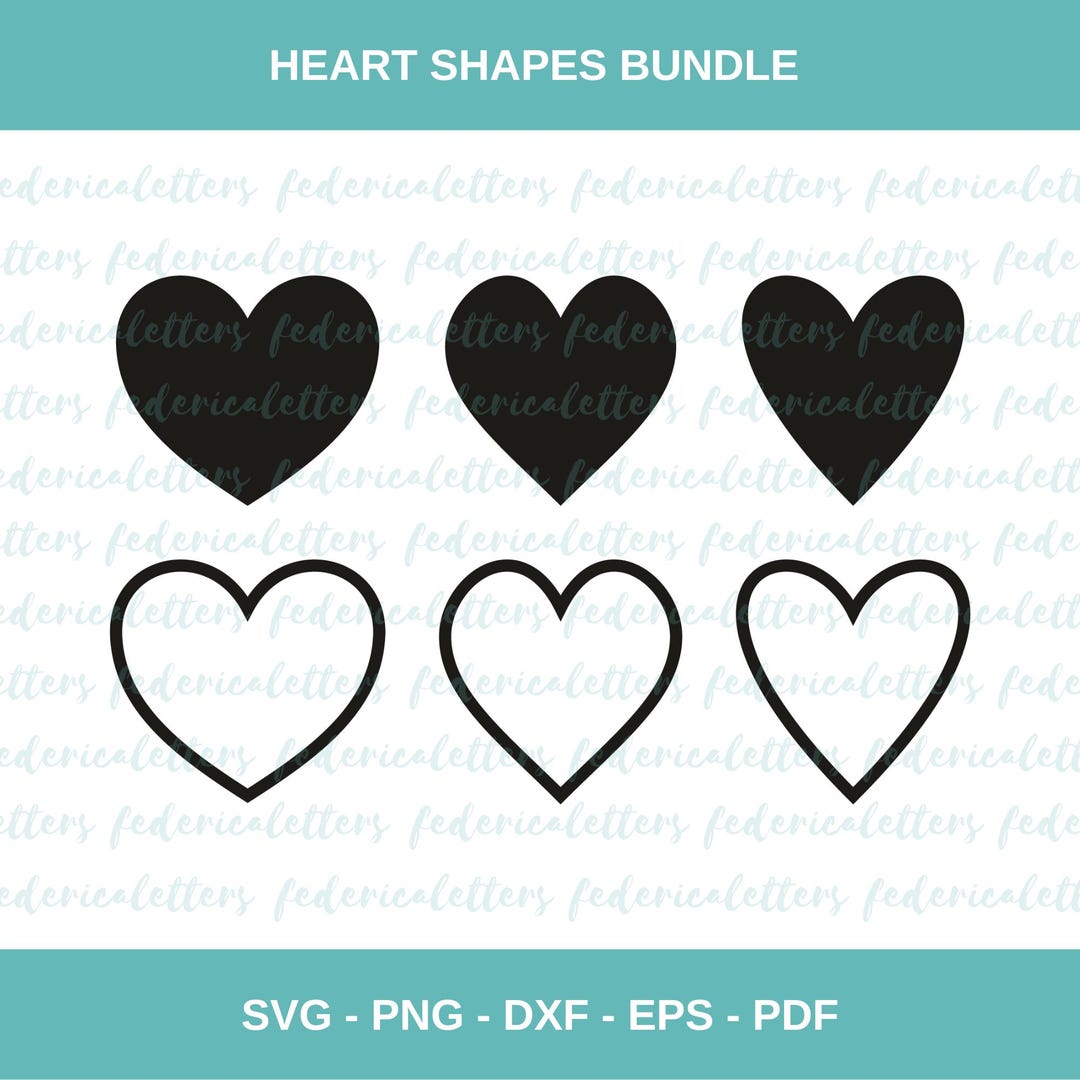 Heart Shape DIGITAL DOWNLOAD / Svg Png Dxf Eps Pdf / Black Heart Shape ...