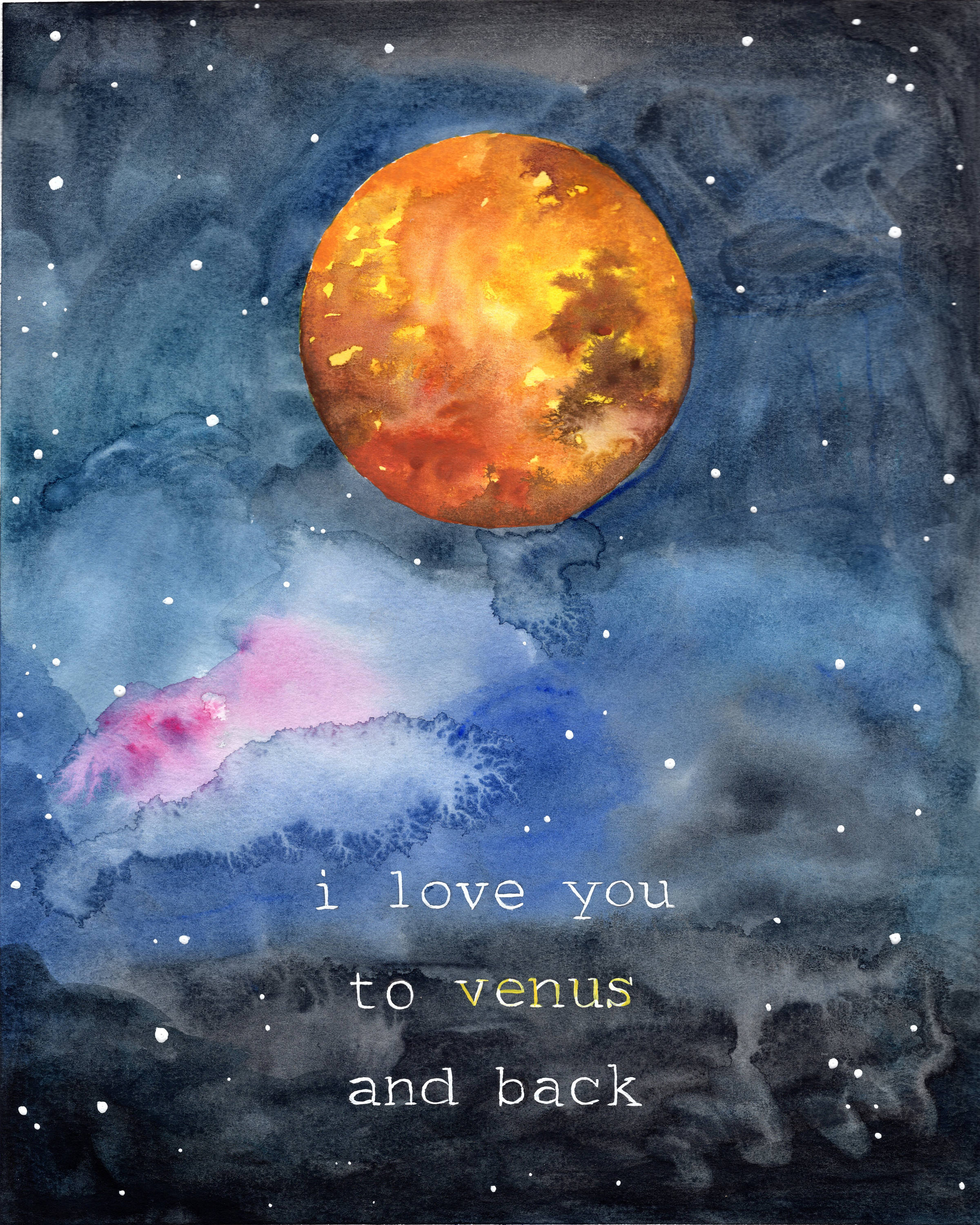 I Love You to Venus and Back Space Planet Science Astronomy | Etsy