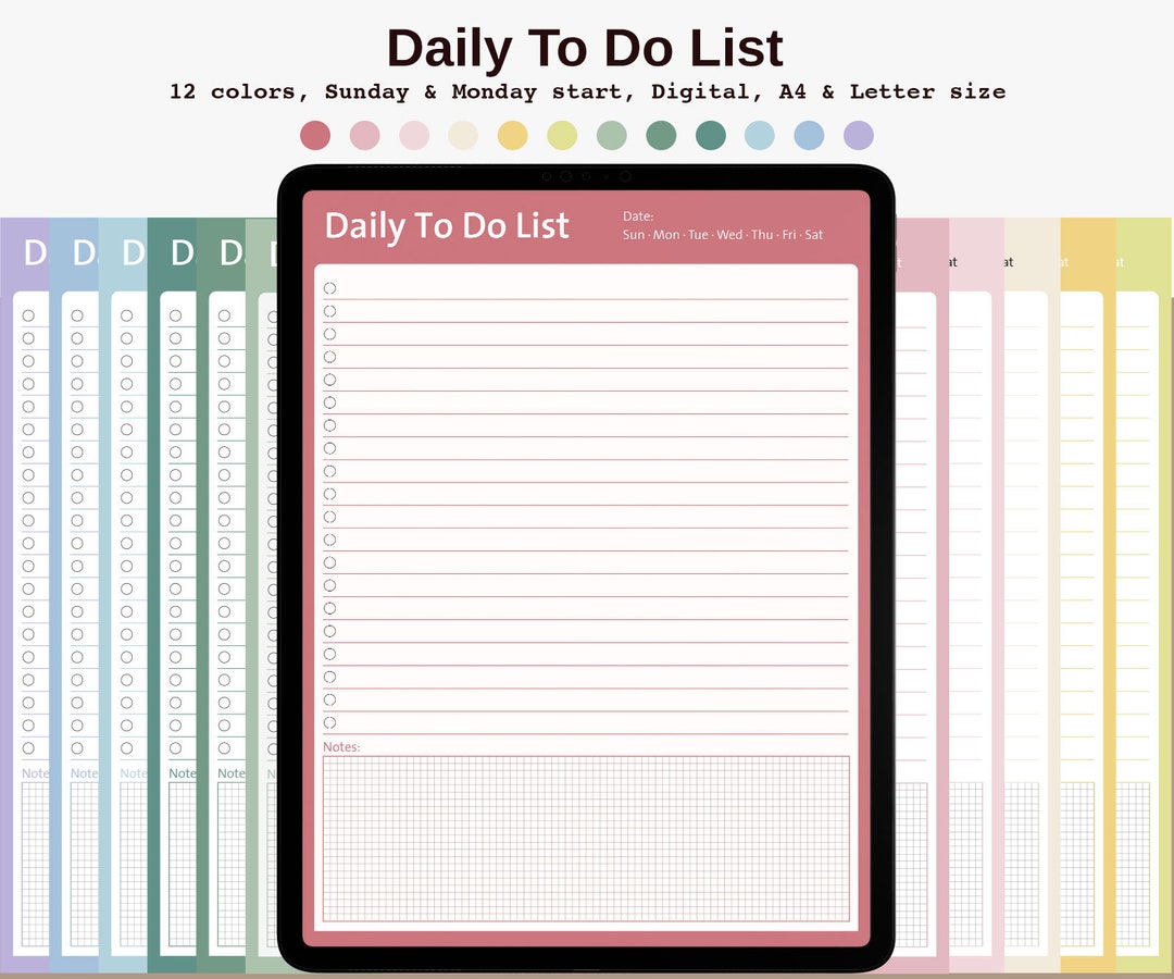 Daily to Do List Goodnotes Template, Digital Daily to Do List, Undated ...