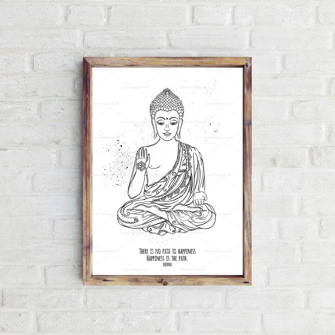 Buddha Print, Buddha Line Drawing, Buddha Wall Art, Zen Art, Happiness ...
