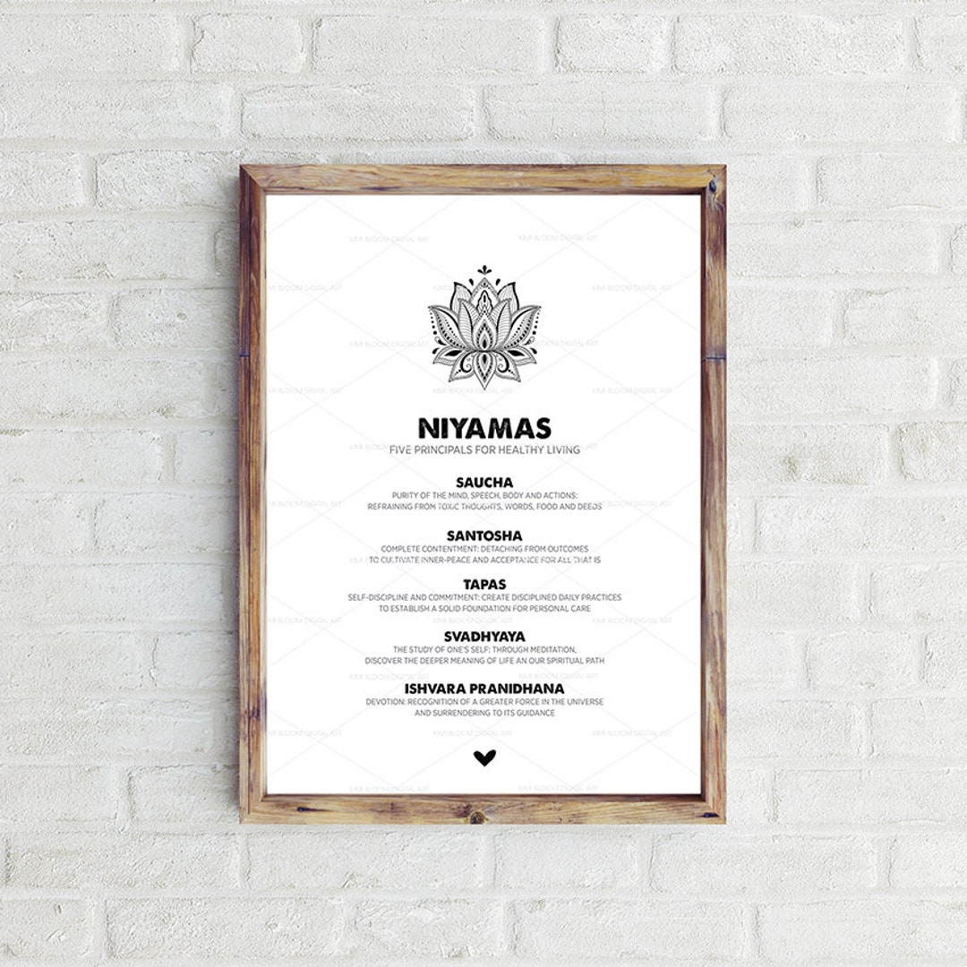 NIYAMA 8 Limbs of Yoga, NIYAMA Print, Yoga Print, Yoga Artwork, Lotus ...