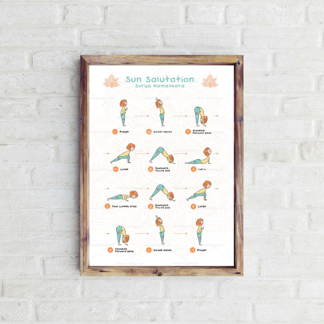 Kids Yoga Print, Sun Salutation Poster, Yoga for Kids, Kids Wall Art ...