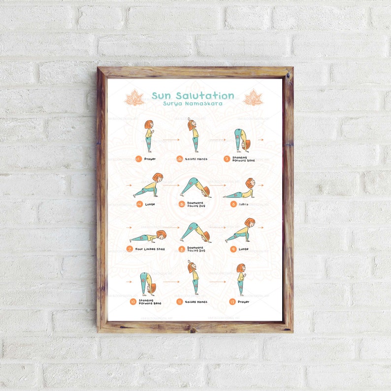 Kids Yoga Print Sun Salutation Poster Yoga for Kids Kids | Etsy