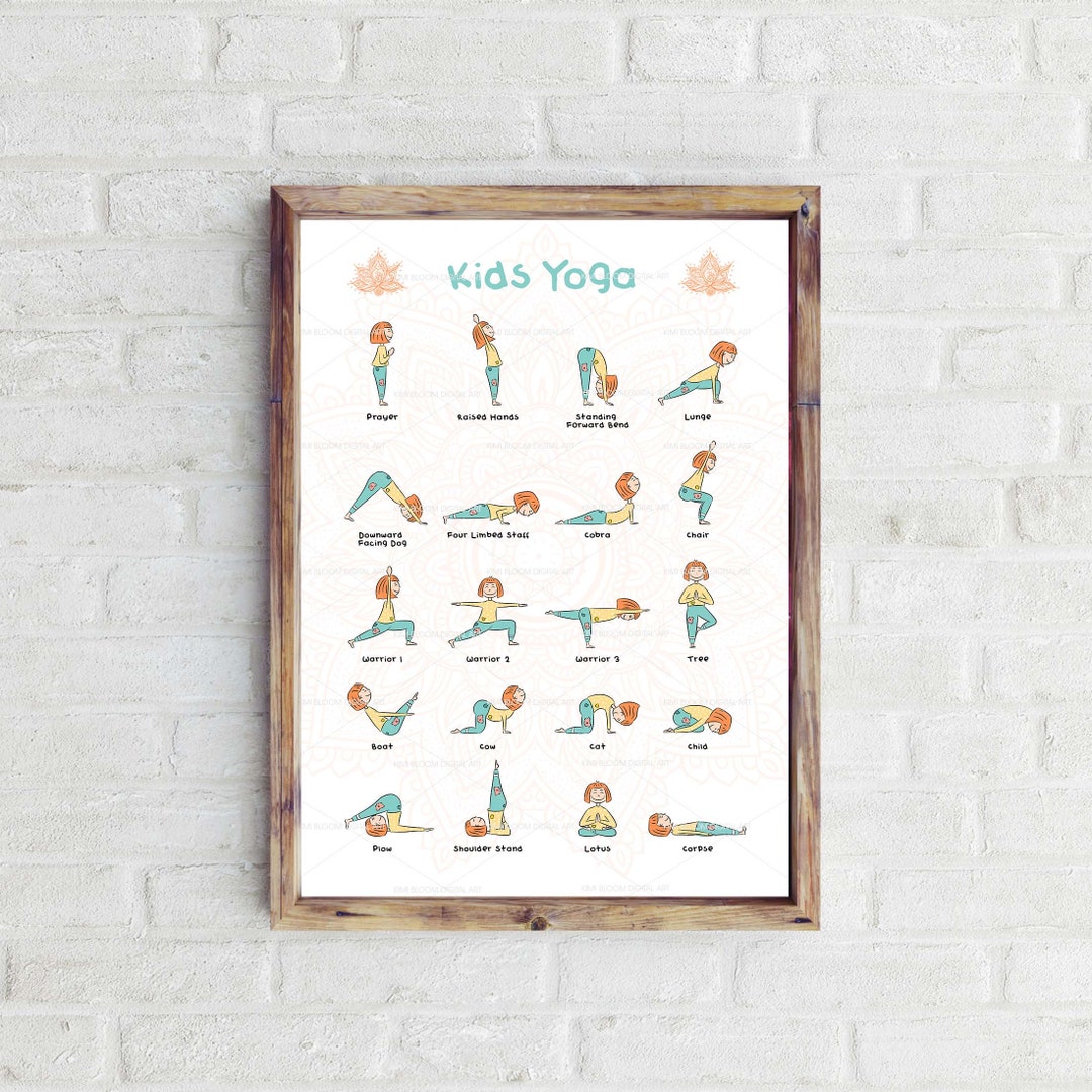 Kids Yoga Poster, Asana Print, Yoga for Kids, Kids Wall Art, Kids Room ...