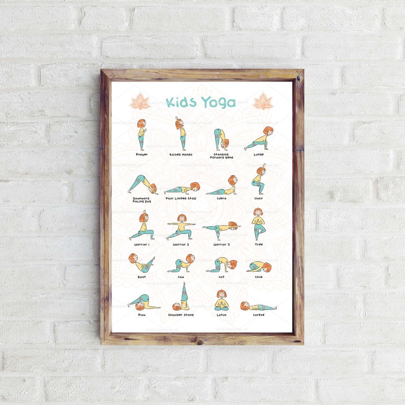 Kids Yoga Poster Asana Print Yoga for Kids Kids Wall Art - Etsy