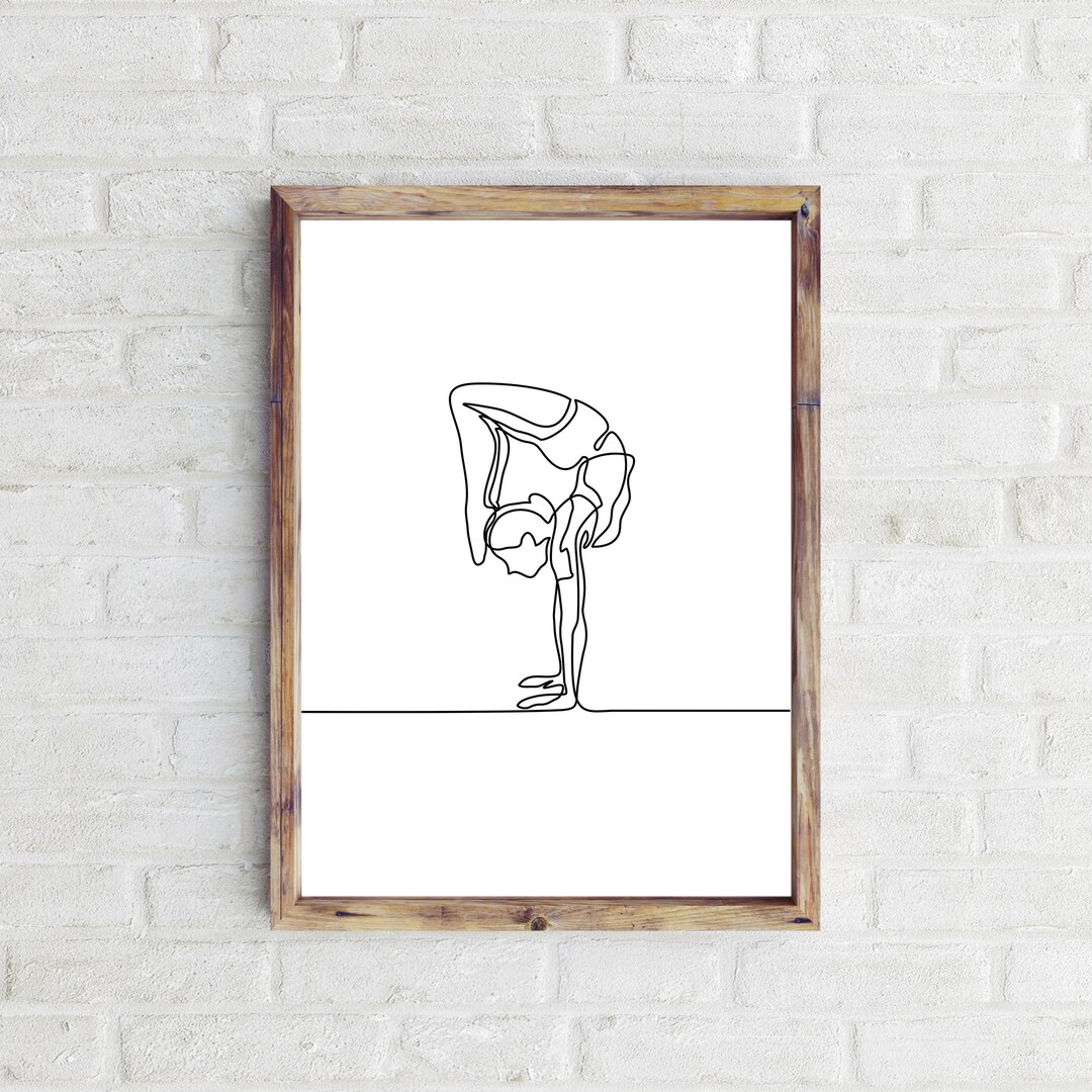 B&W Handstand Line Art, Yoga Pose Print, Asana Print, Yoga Line Art ...