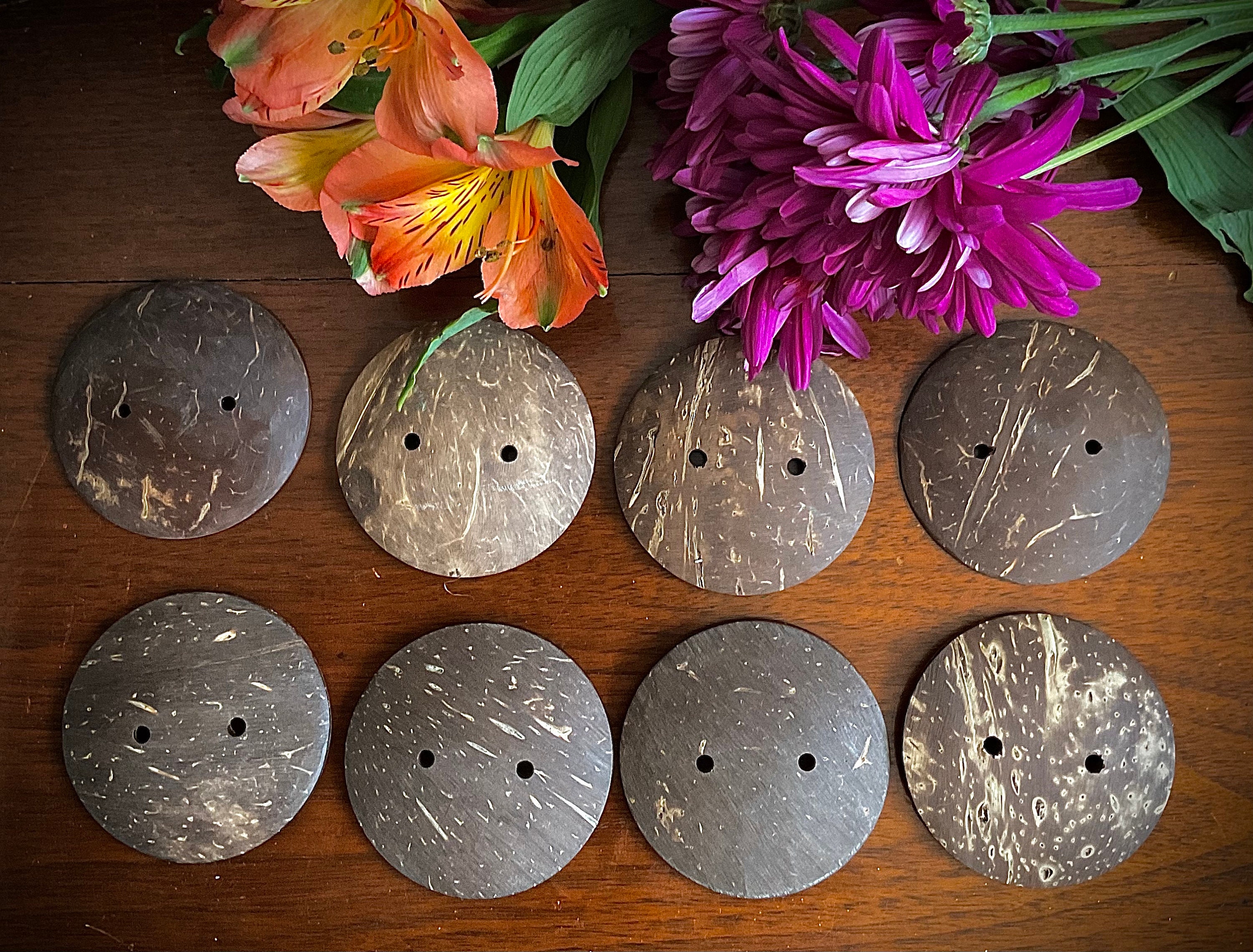 Vintage Large Natural Coconut Shell Buttons 8 Pieces 2” Round - Etsy