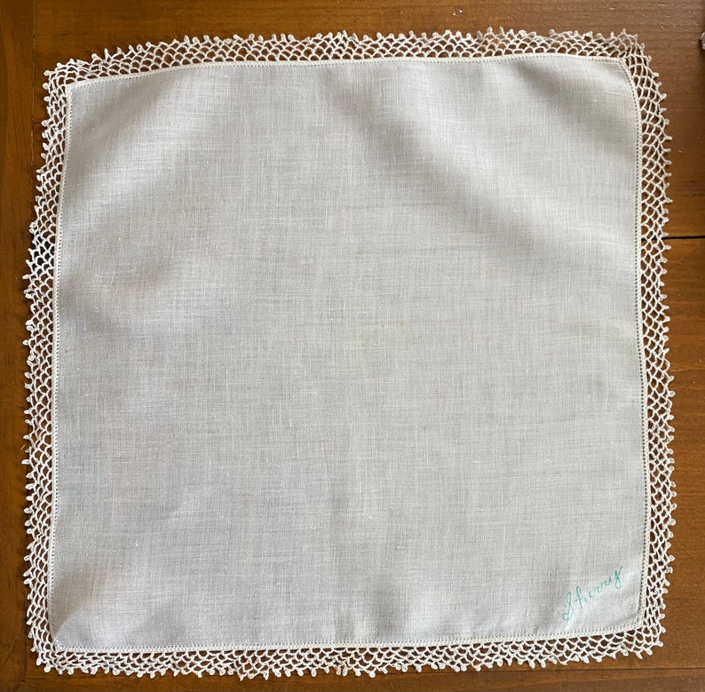 Name Sherry Vintage Handkerchief Hanky White Crocheted Lace Trim 12" - Etsy