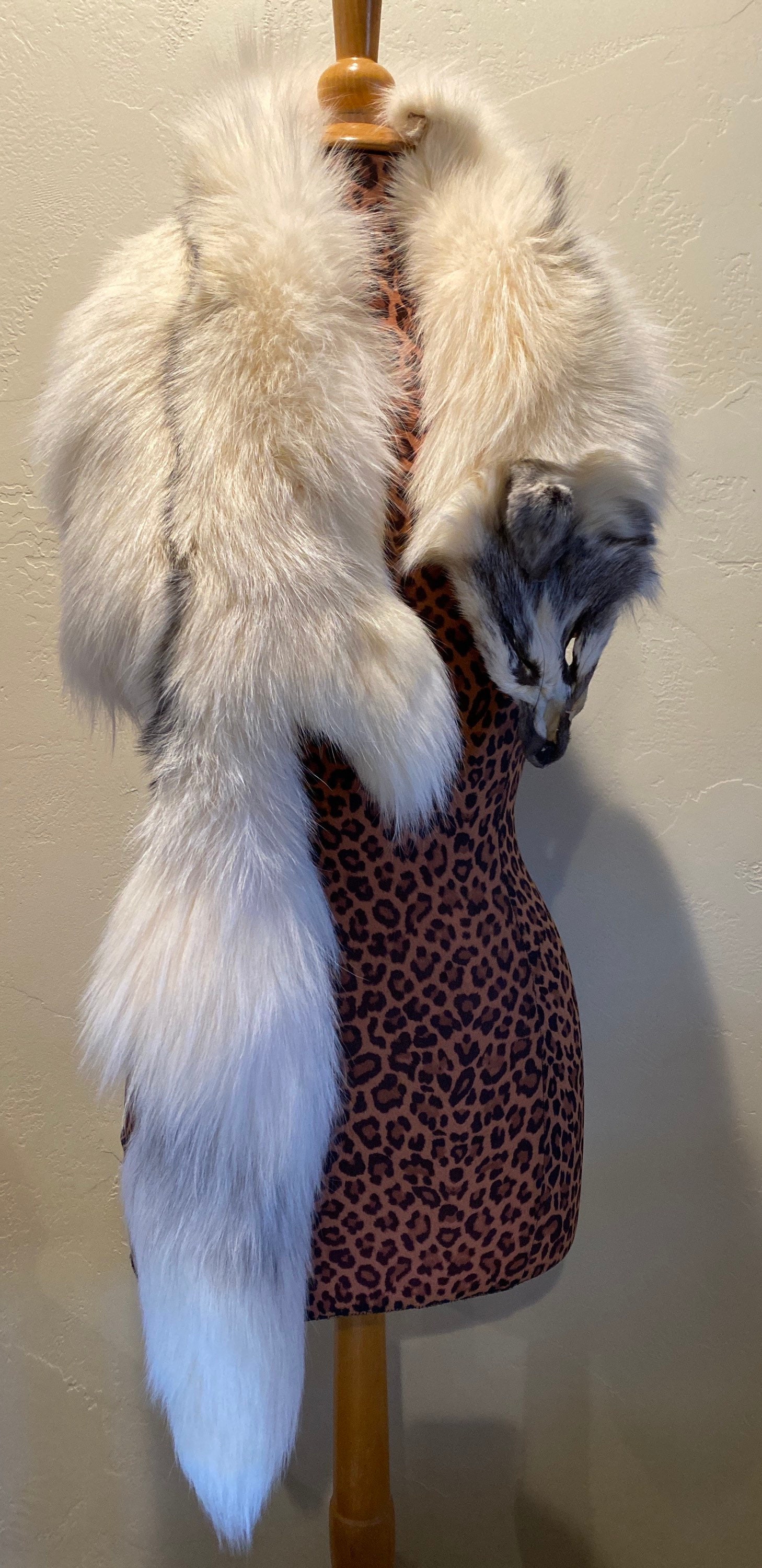 Vintage Full Fox Fur Wrap Stole Shawl Scarf White Wedding Gorgeous ...