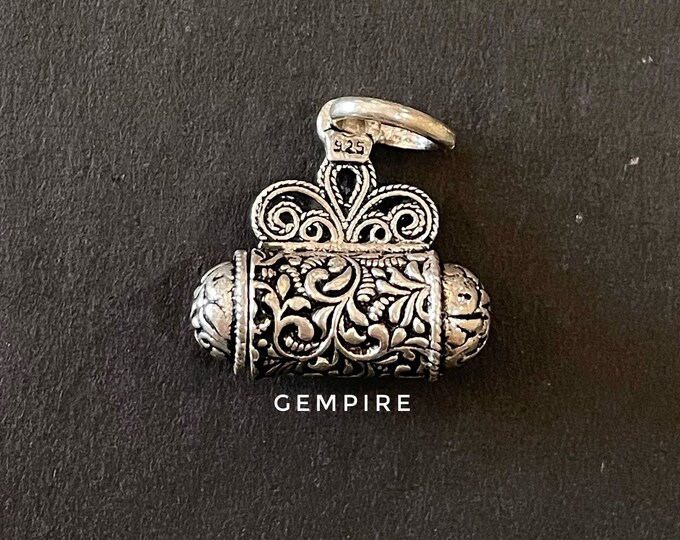 Sterling Silver Locket Pendant Charm, Silver Prayer Box Necklace ...