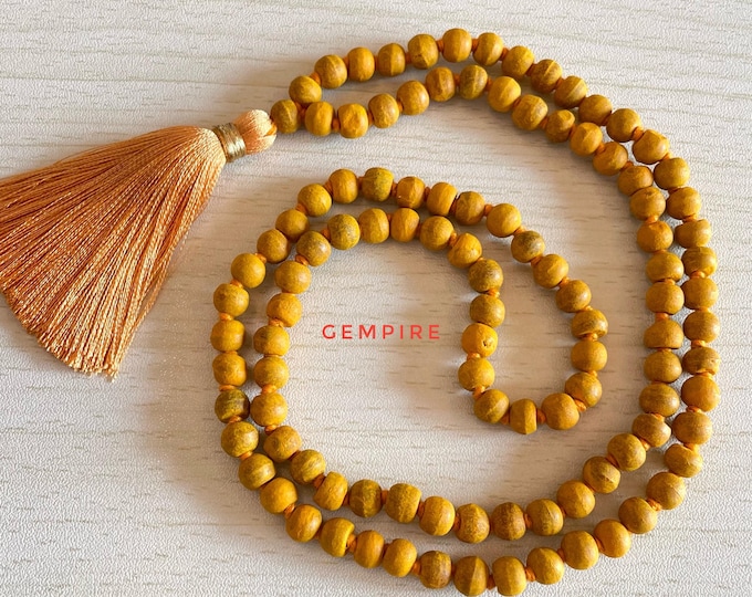 Turmeric Mala Necklace 108+1 Prayer Beads Knotted Haldi Mala, 108 ...