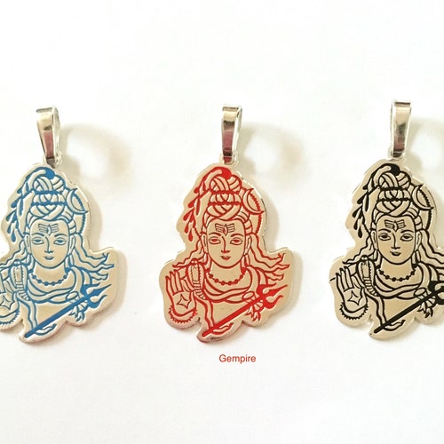 925 Sterling Silver Lord Shiva Pendant Glass Frame Hand - Etsy