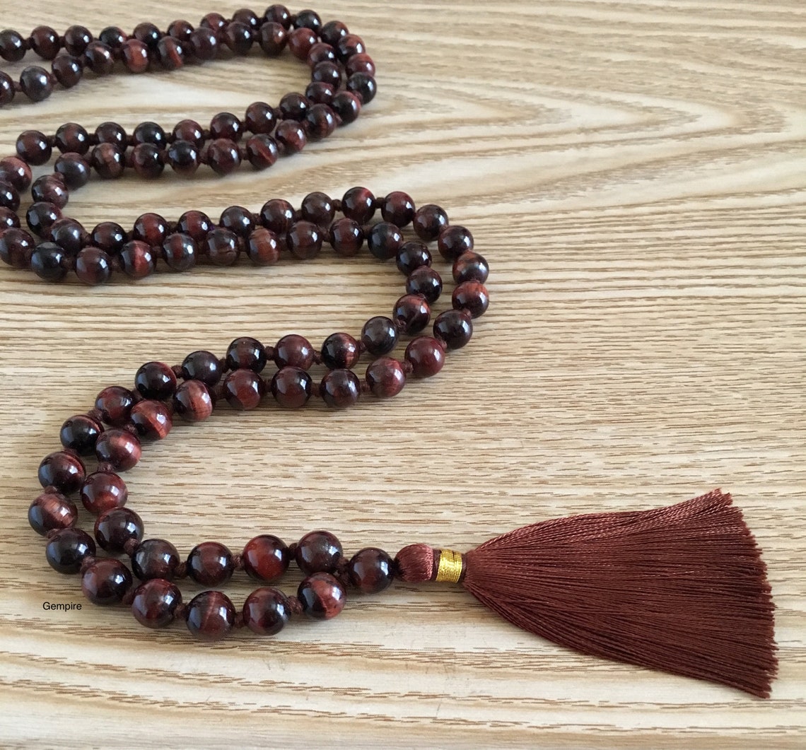108 Red Tigers Eye Mala Necklace 8-9 Mm Red Tigers Eye - Etsy