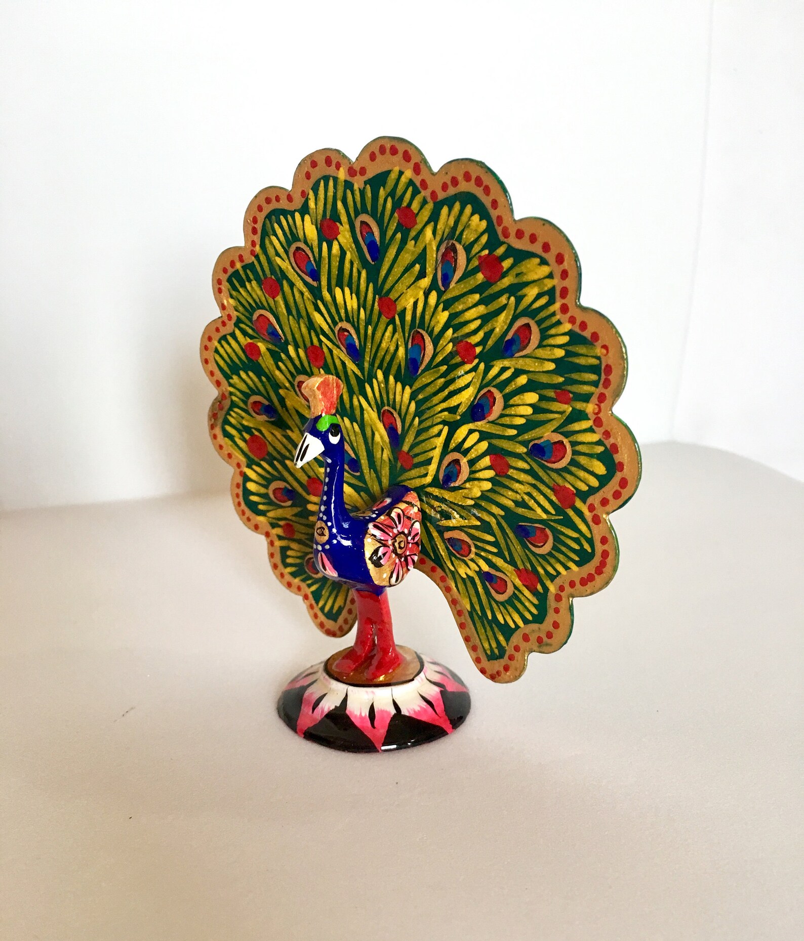 Peacock Figurine Enamelled Peacock Statue Home Decor Display - Etsy