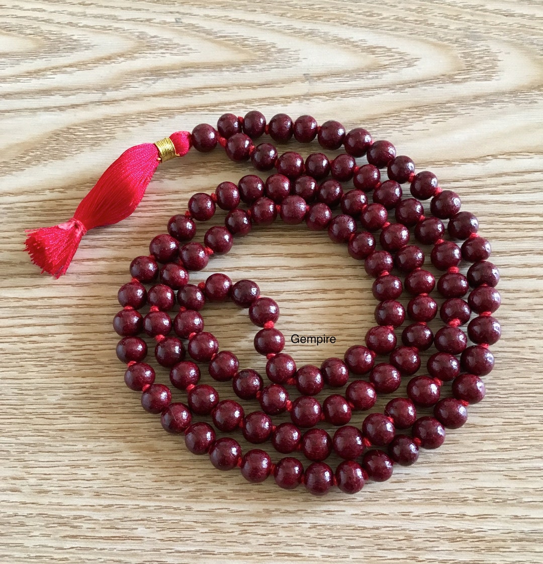 Wood Bead Mala Necklace 108+1 8 Mm, 108 Mens Mala, Prayer Beads Knotted ...