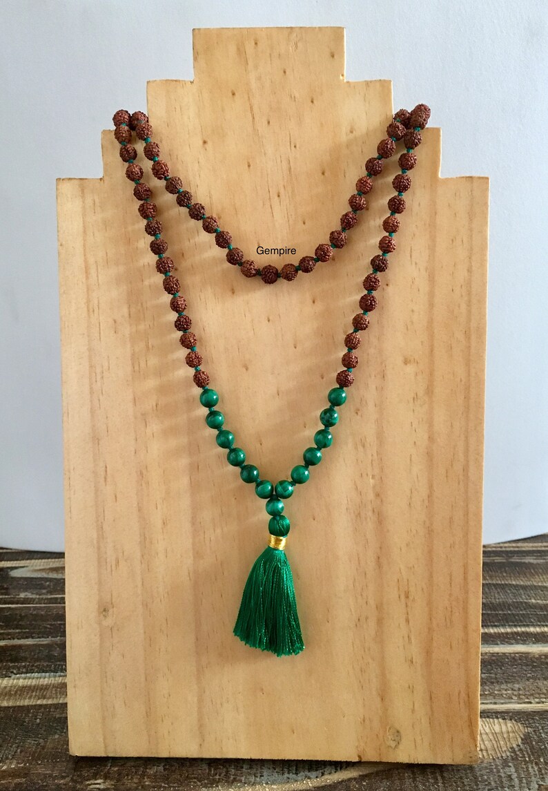 Malachite Mala Necklace 108 Rudraksha Mala Knotted 108 Prayer | Etsy