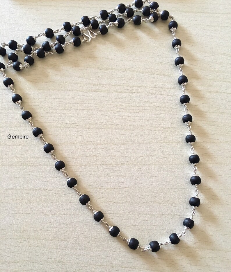 Sterling Silver Tulsi Mala Necklace Black Tulasi Mala - Etsy