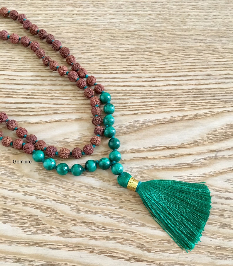 Malachite Mala Necklace 108 Rudraksha Mala Knotted 108 Prayer - Etsy
