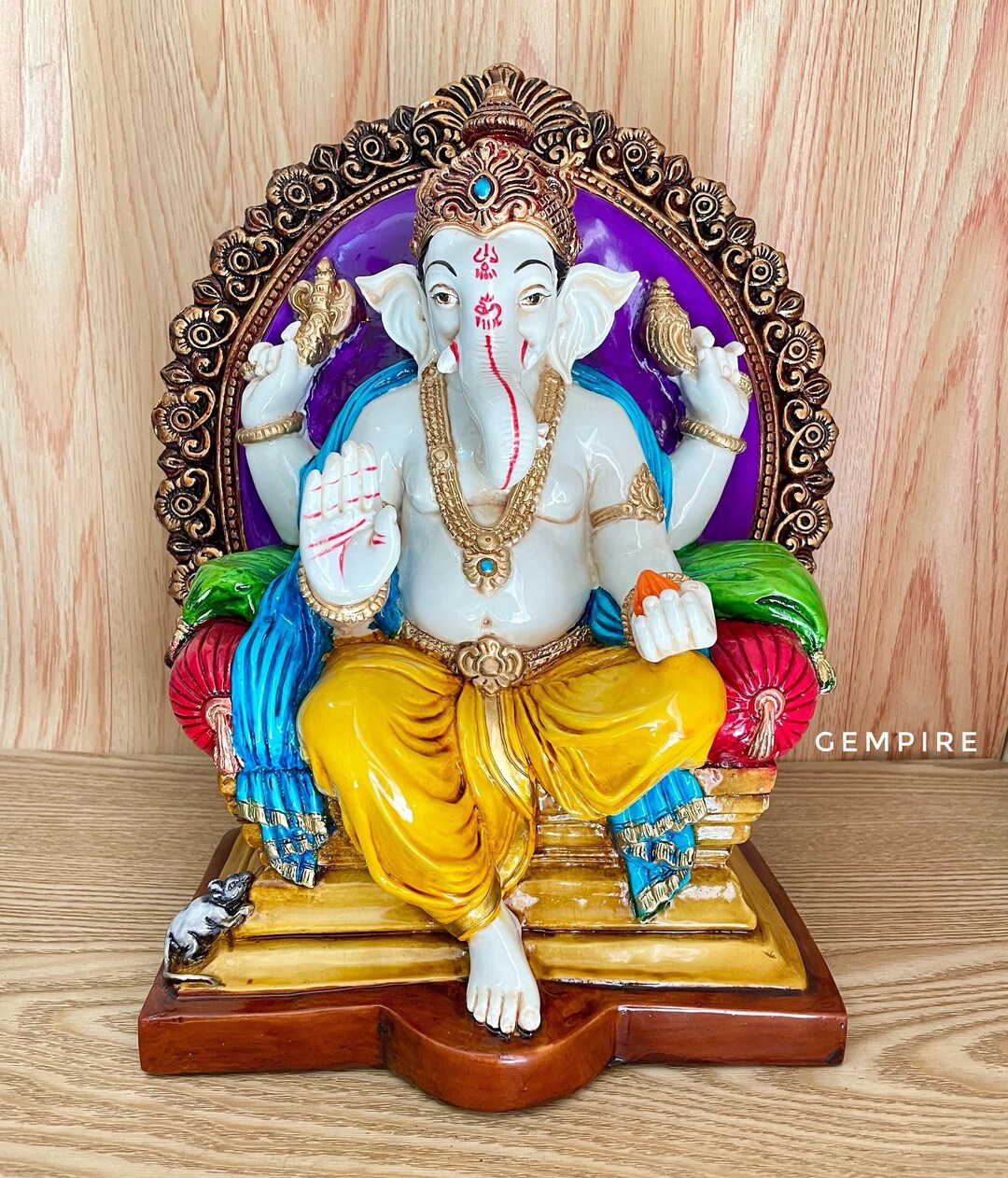 Ganesha Statue 11" Lord Ganesh Idol, Colourful Ganesh Altar Decor ...