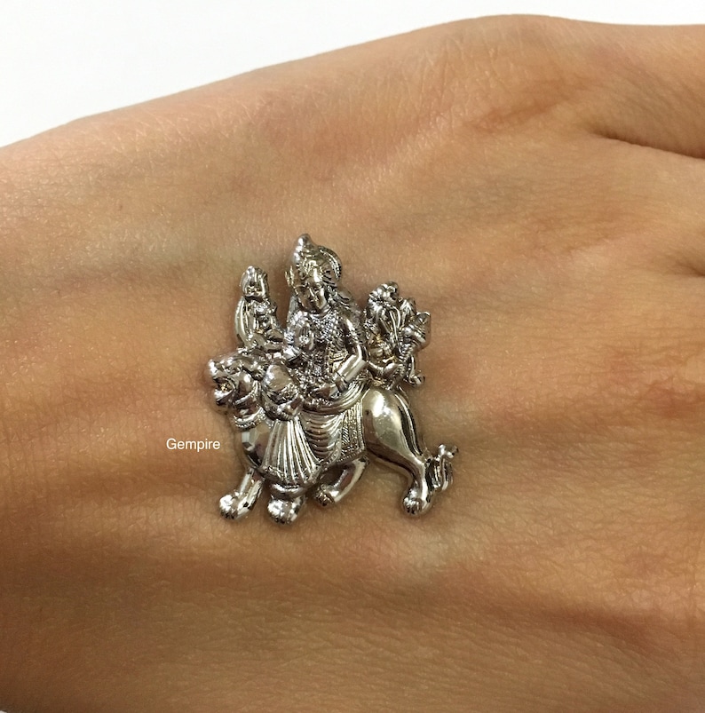 Durga Pendant Sterling Silver Oxidised / Goddess Kali charm | Etsy