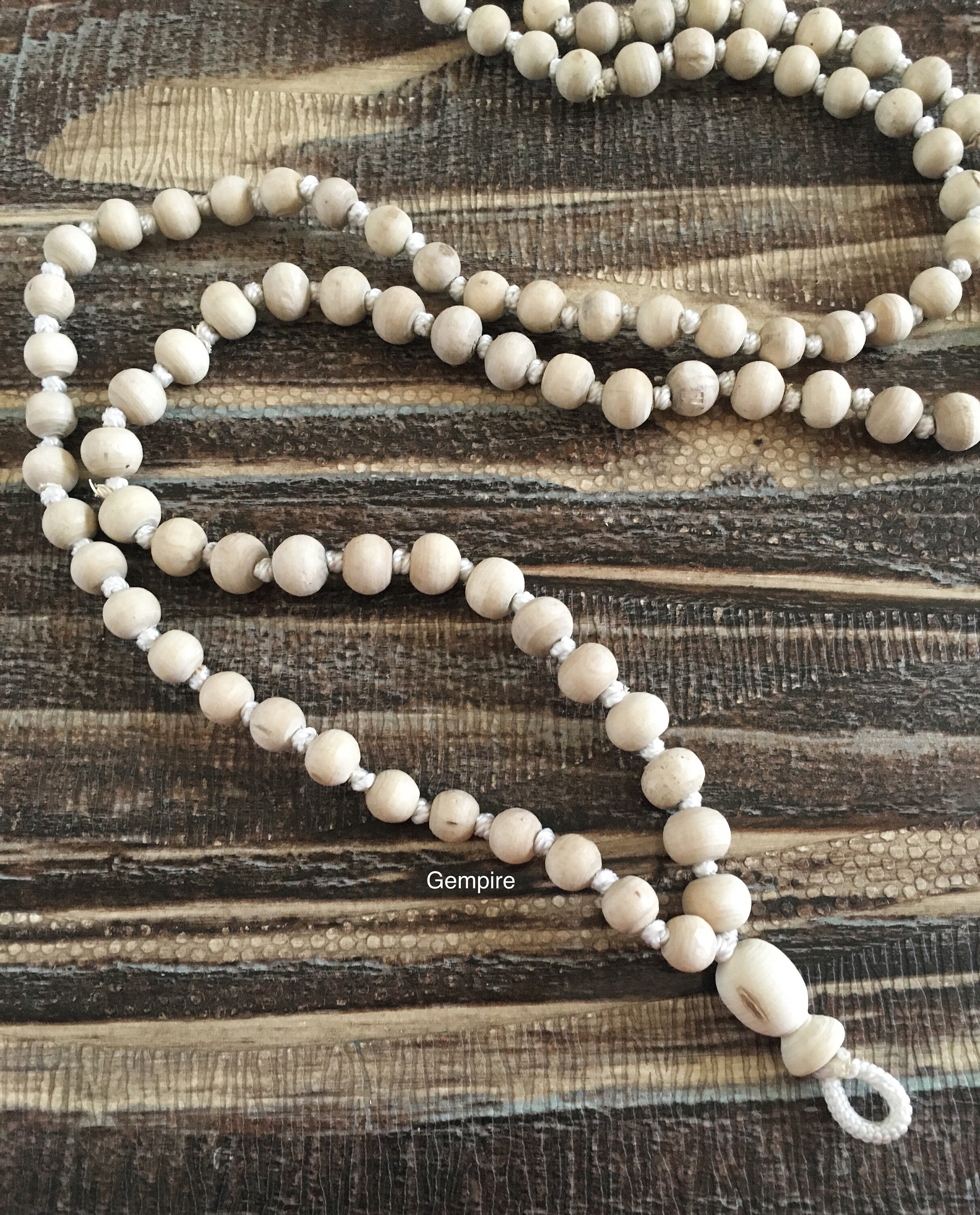 Tulsi Mala Necklace - Decreasing Bead Size - 108 Prayer Beads Knotted ...