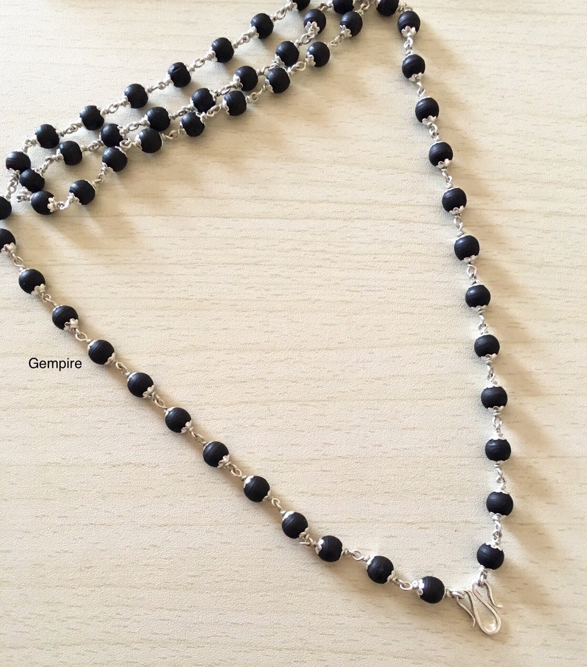 Buy Sterling Silver Tulsi Mala Necklace Black Tulasi Mala Online in ...