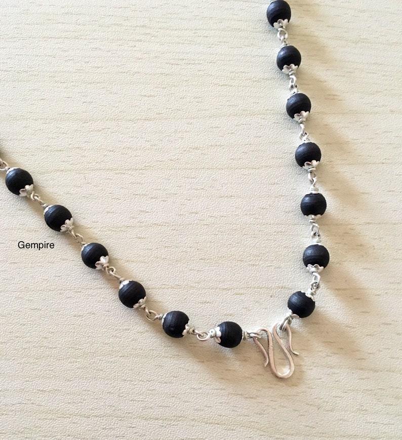 Sterling Silver Tulsi Mala Necklace Black Tulasi Mala - Etsy