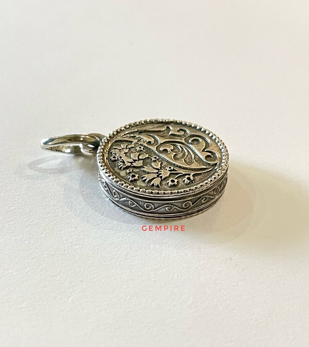 Round Locket Pendant Necklace - Sterling Silver India Taweez Kavach ...